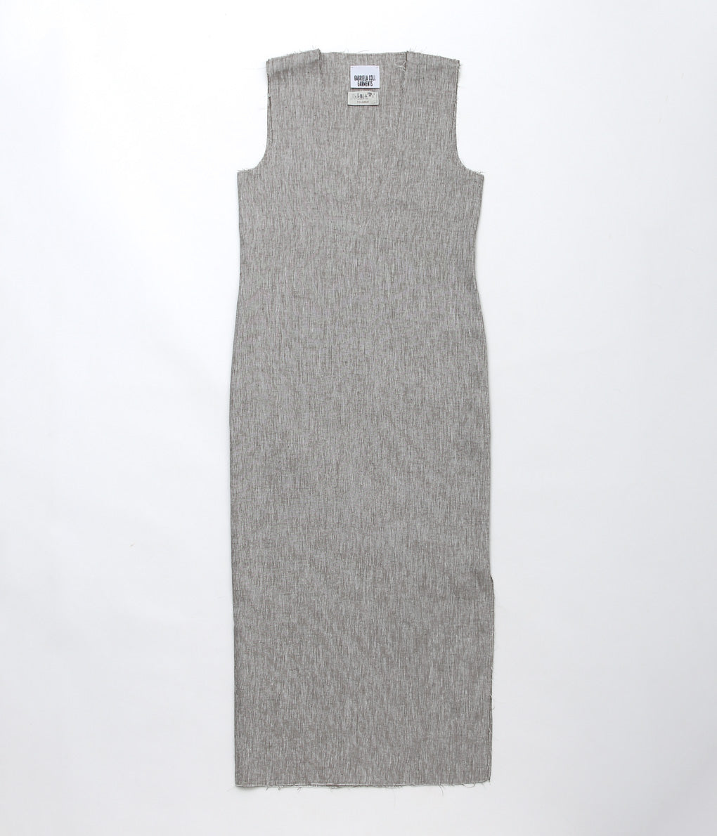 GABRIELA COLL GARMENTS ''NO.61 LINEN V-NECK DRESS'' (GREY MELANGE ...
