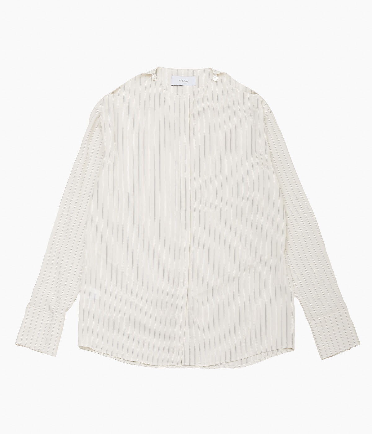 LEA BOBERG ''SLIT SHIRT (JAPANESE TENCEL STRIPES)'' (THIN DOUBLE BLUE ...