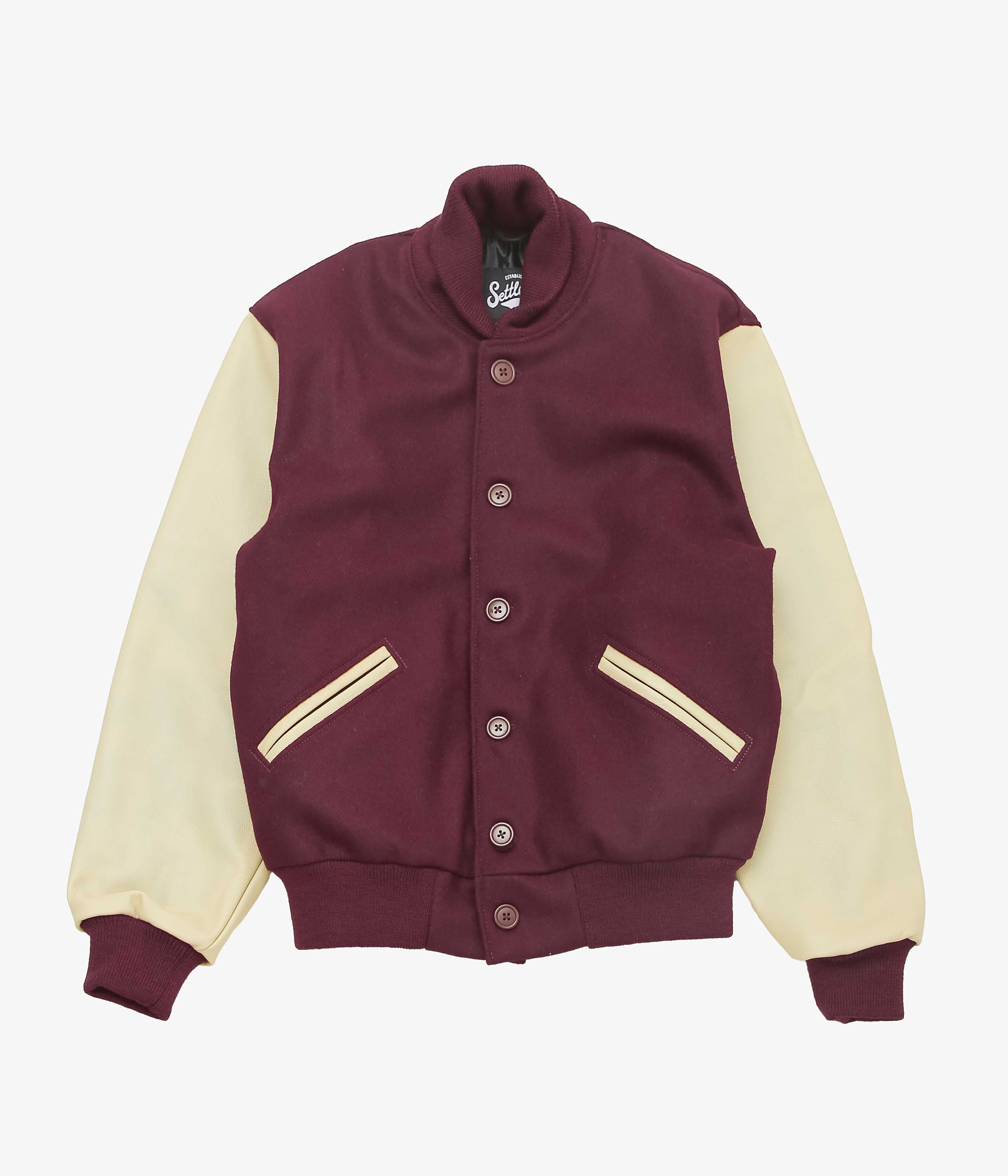 SETTLEMIER'S ''ROLL COLLAR VARSITY JACKET'' (BURGUNDY) – THE STORE BY ...